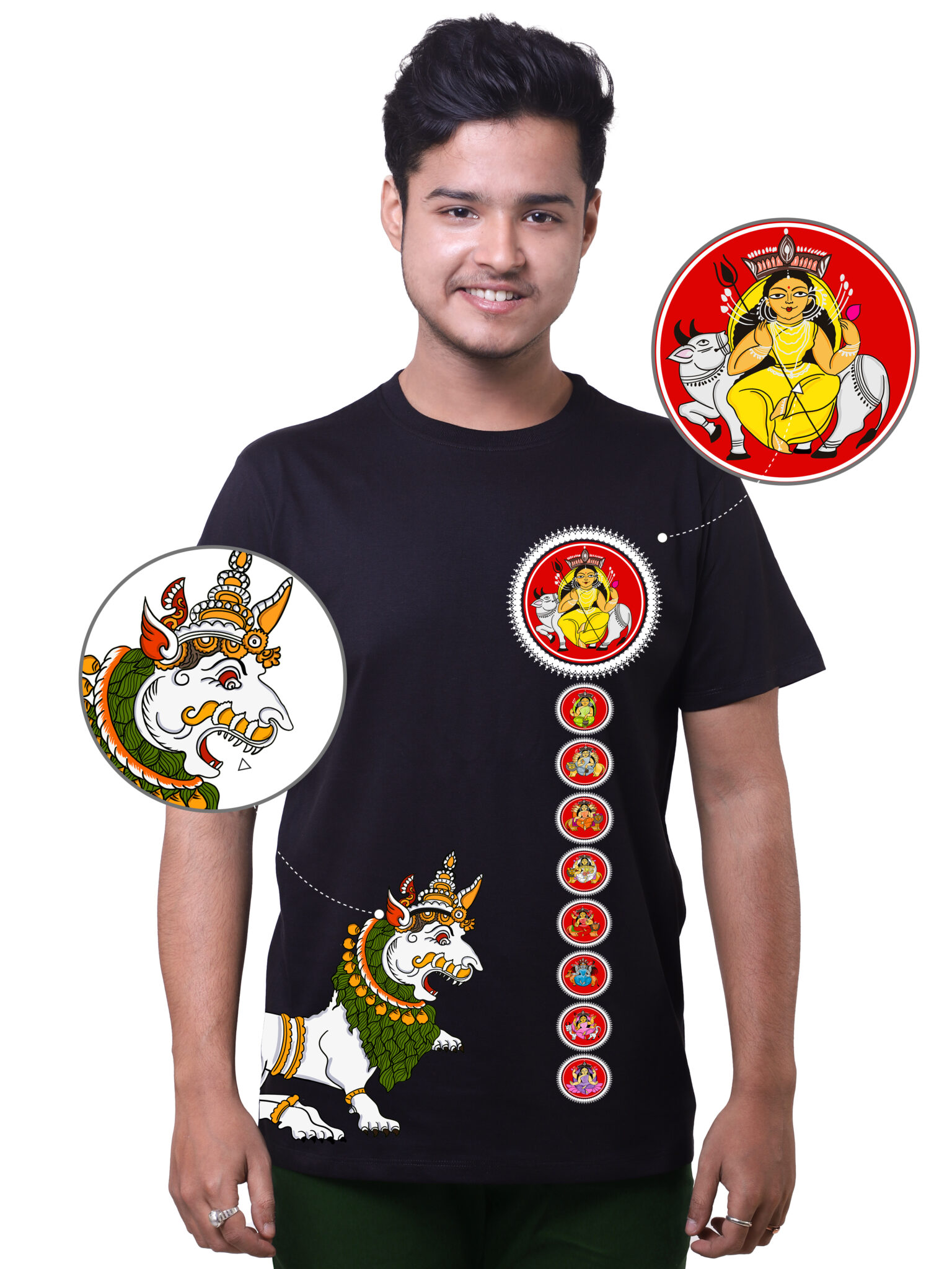 Navadurga Patachitra Painted Durga Puja Tshirt